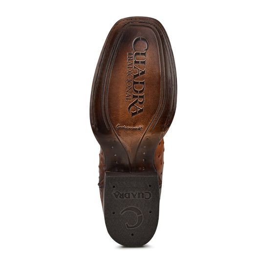 Cuadra Men's Moroni Chestnut Ostrich Laser & Embroidery Square Toe